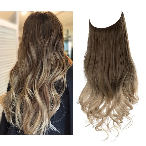 Hair | 22 Hidden Invisible Wire Band In One Piece Ombre Hair Extensions ...